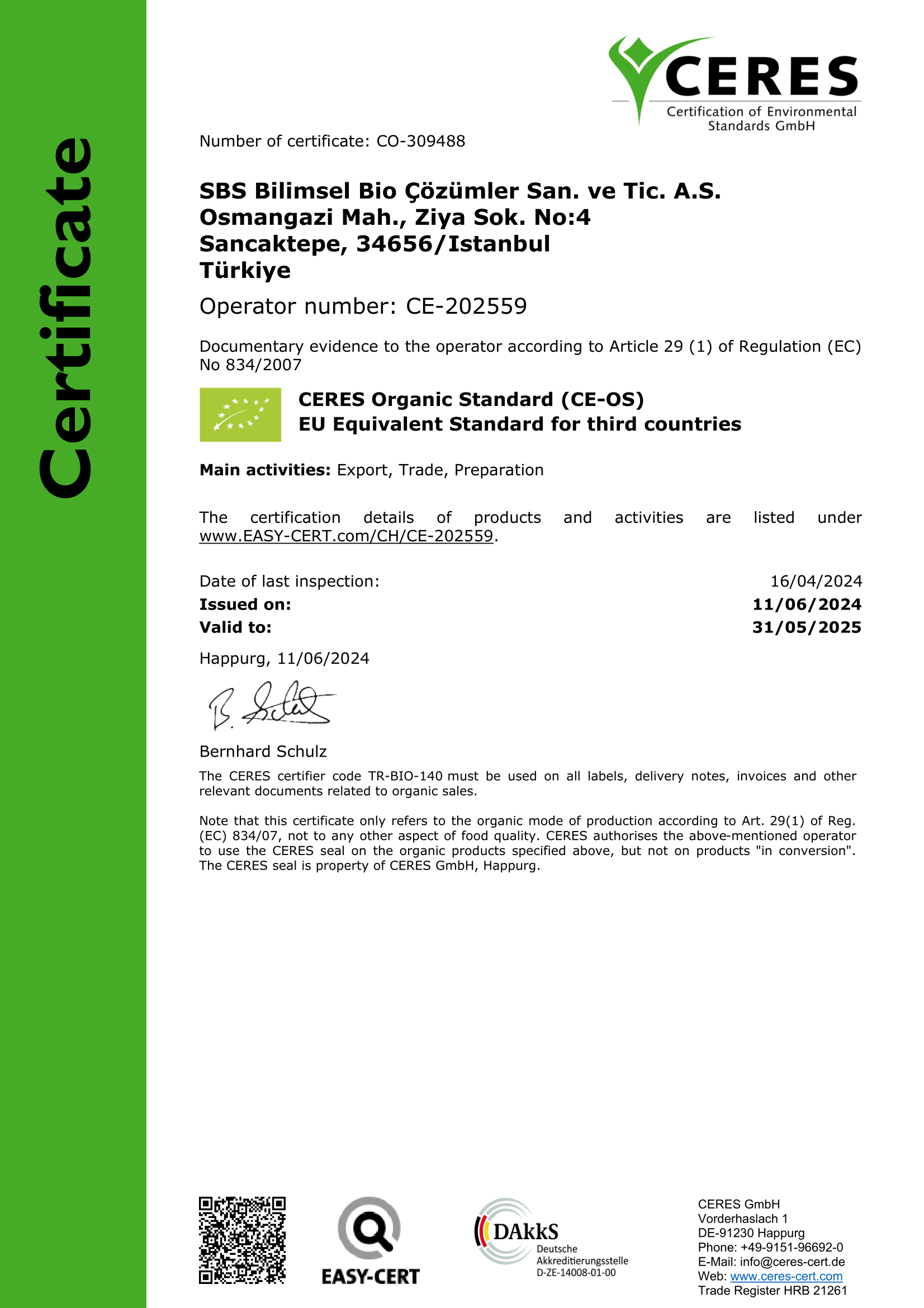 CERES (CE-OS) Certificate 2024